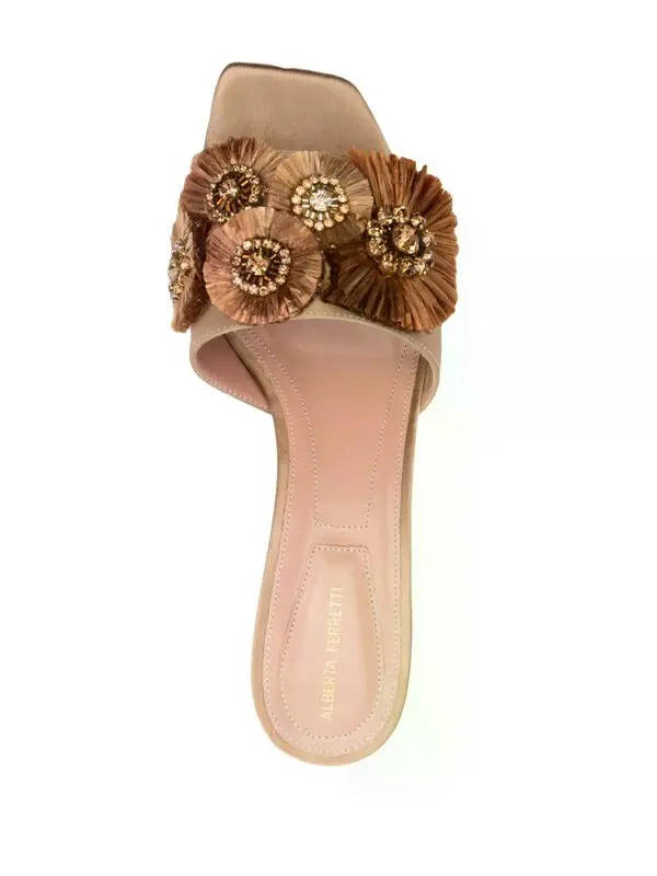 Alberta Ferretti 55mm Floral Appliqué Leather Sandals