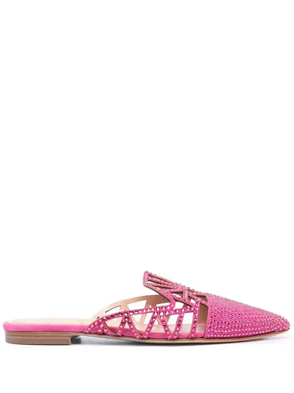 Alberta Ferretti Pointed-toe Crystal-embellished Mules