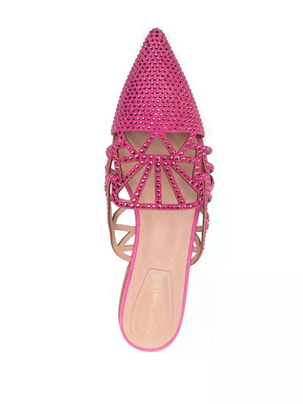 Alberta Ferretti Pointed-toe Crystal-embellished Mules