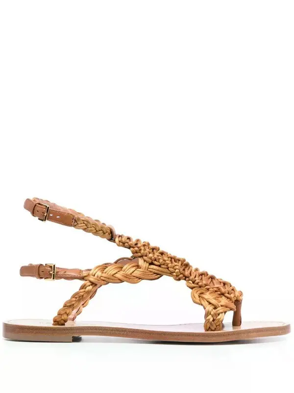 Alberta Ferretti Braided Open Toe Ankle Strap Sandals