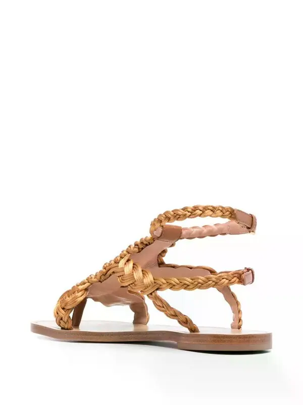 Alberta Ferretti Braided Open Toe Ankle Strap Sandals