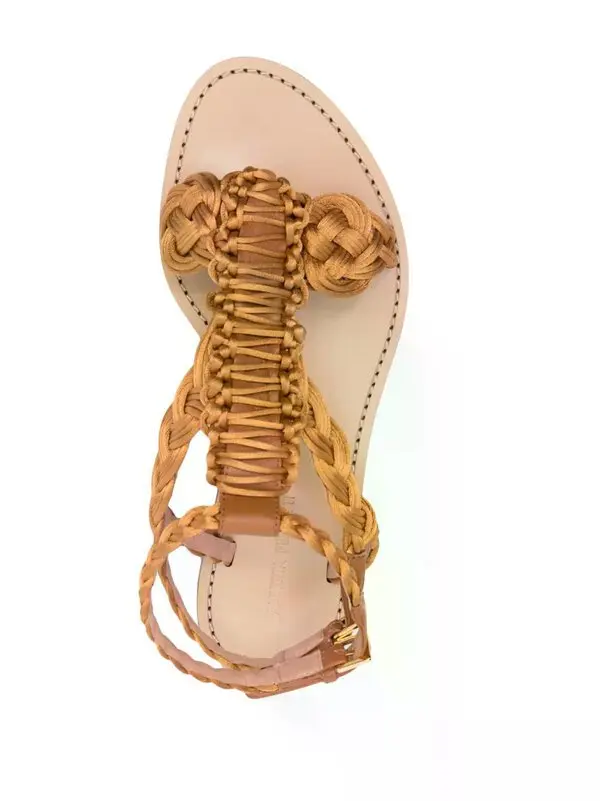 Alberta Ferretti Braided Open Toe Ankle Strap Sandals