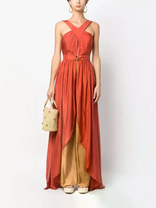Alberta Ferretti Pleated Sleeveless Maxi Dress