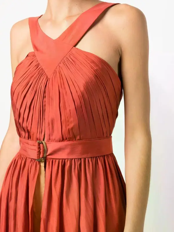 Alberta Ferretti Pleated Sleeveless Maxi Dress
