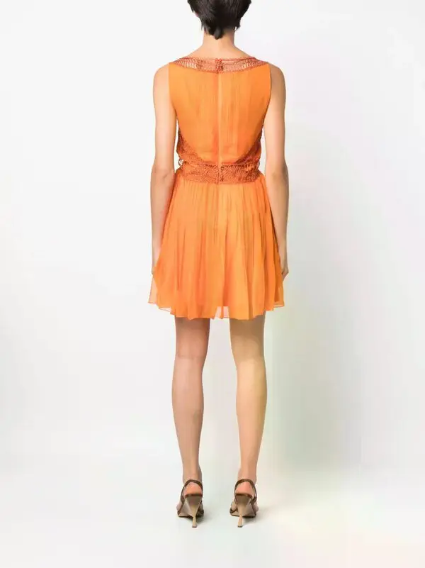 Alberta Ferretti Silk Chiffon Pleated Minidress