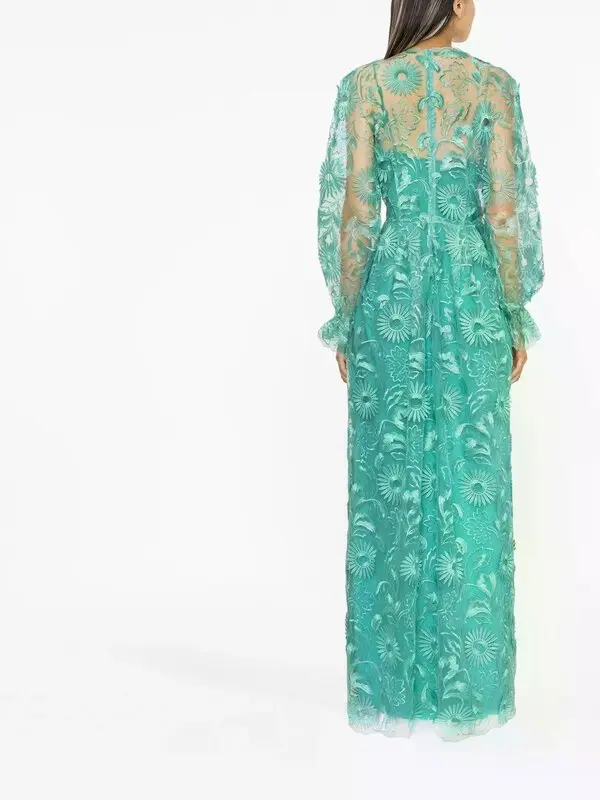 Alberta Ferretti Sunflower Macramé Gown