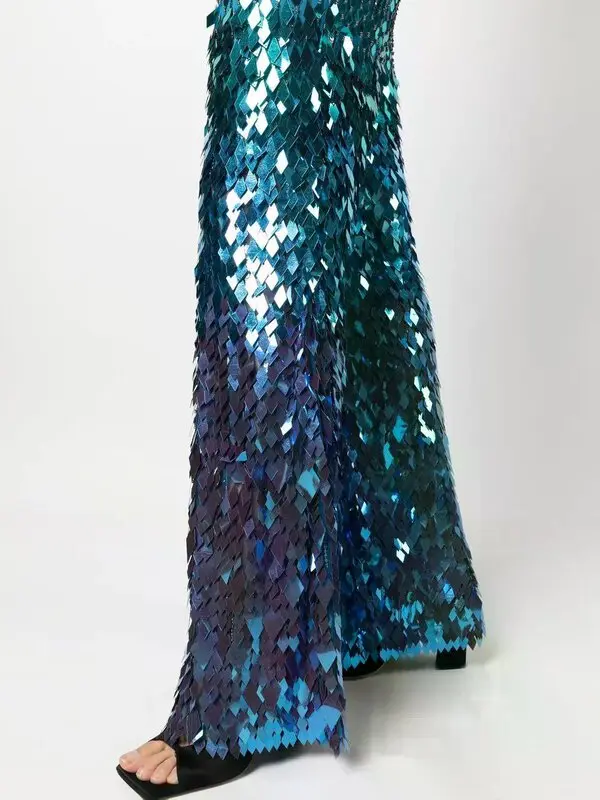 Alberta Ferretti Sequin-embellished Flared Trousers - Blue