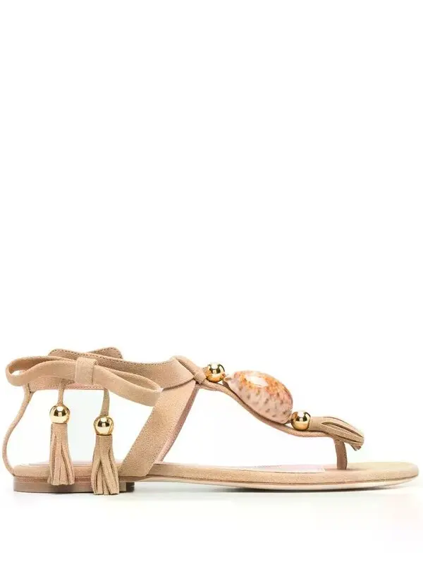 Alberta Ferretti Suede Tassel Sandals