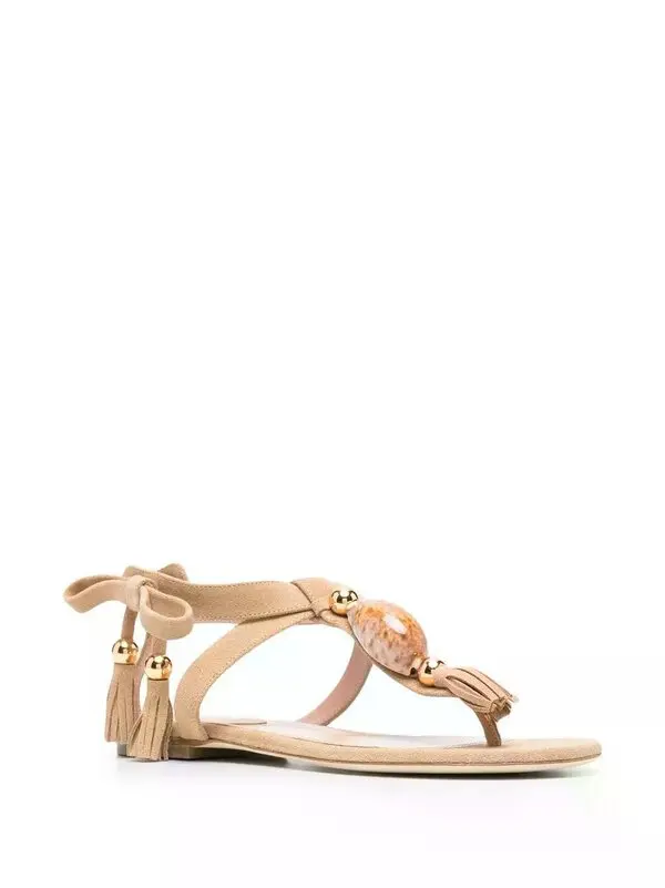 Alberta Ferretti Suede Tassel Sandals