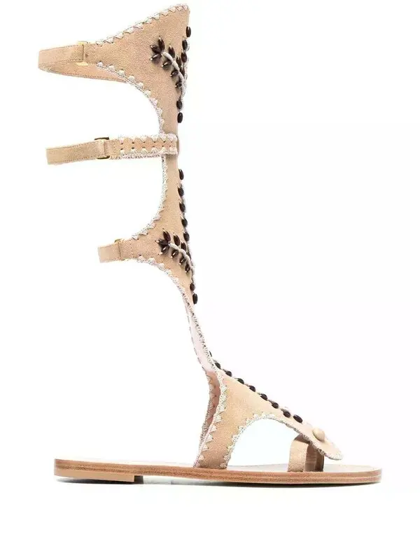 Alberta Ferretti Embellished Gladiator Sandals - Neutrals