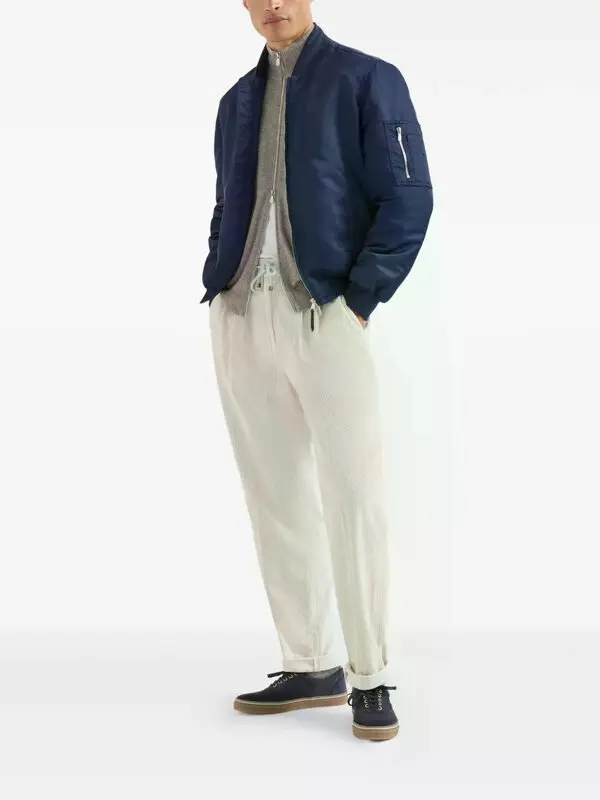 Brunello Cucinelli Garment-dyed Cotton Corduroy Trousers With Double Pleats - Neutrals