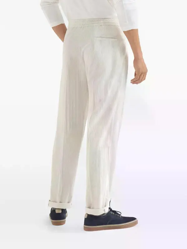 Brunello Cucinelli Garment-dyed Cotton Corduroy Trousers With Double Pleats - Neutrals