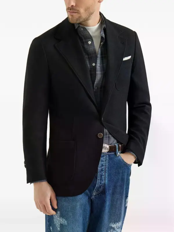 Brunello Cucinelli Cashmere Panama Deconstructed Blazer With Patch Pockets