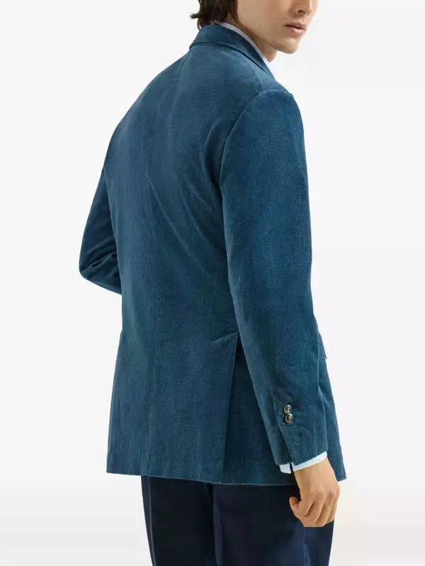 Brunello Cucinelli Denim-effect Cotton Velvet Tailor Blazer With Peak Lapels
