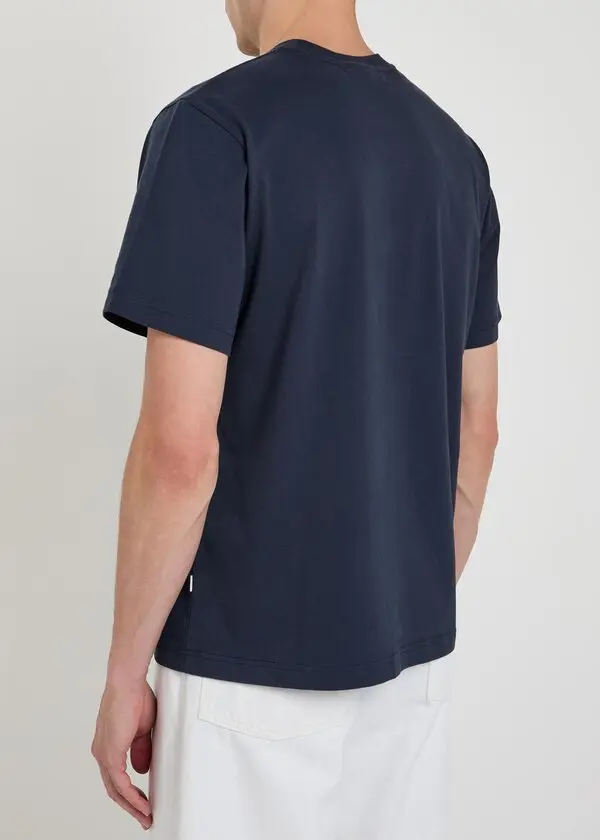 FORET Embroidered Cotton T-shirt - Navy