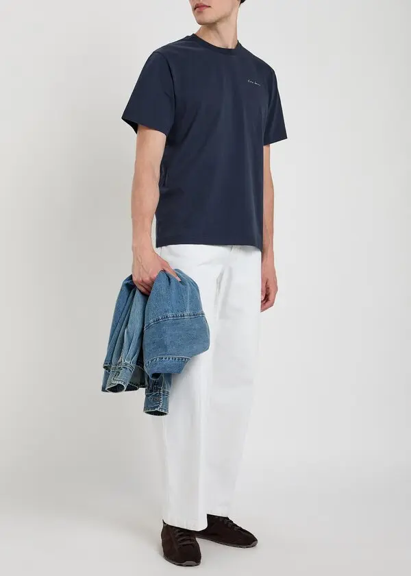 FORET Embroidered Cotton T-shirt - Navy