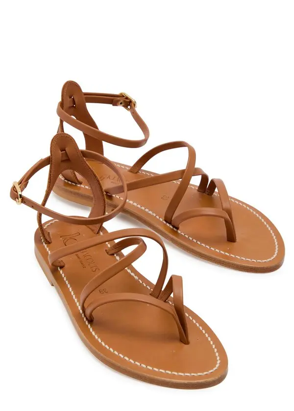 K.JACQUES Epicure Cross-over Leather Sandals - Brown
