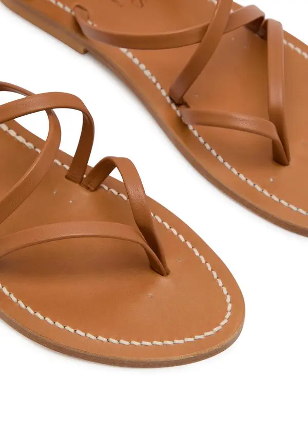 K.JACQUES Epicure Cross-over Leather Sandals - Brown