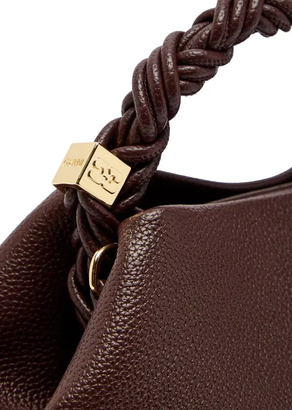 GANNI Bou Small Grained Leather Top Handle Bag - Brown