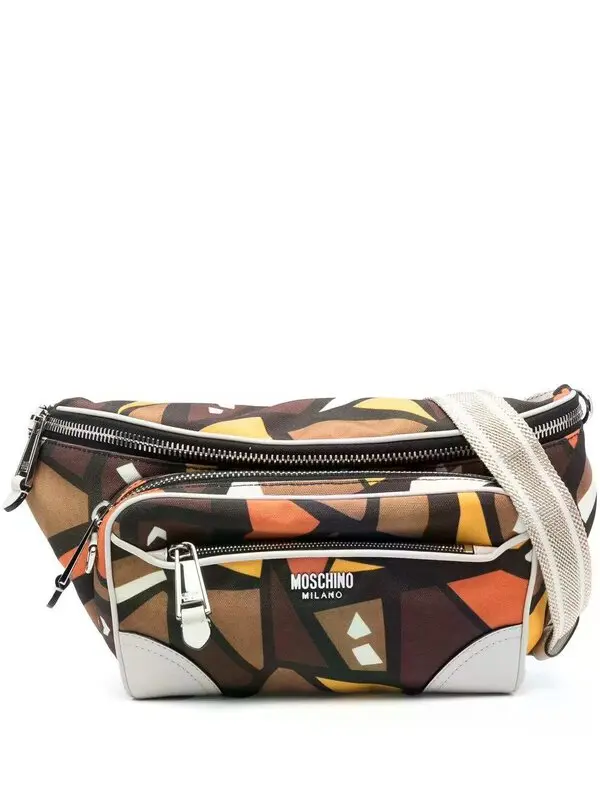 Moschino Abstract Pattern Belt Bag - Brown