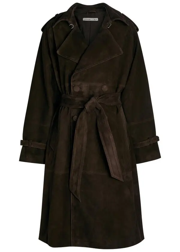 AARON ESH Double-breasted Suede Trench Coat