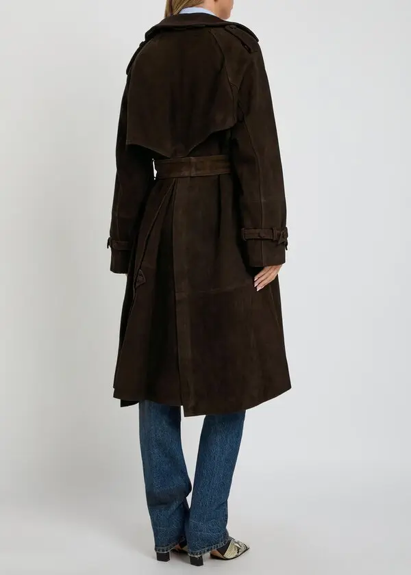 AARON ESH Double-breasted Suede Trench Coat
