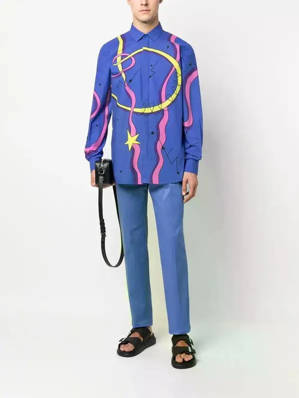 Moschino Embroidered Stretch Cotton Tailored Trousers