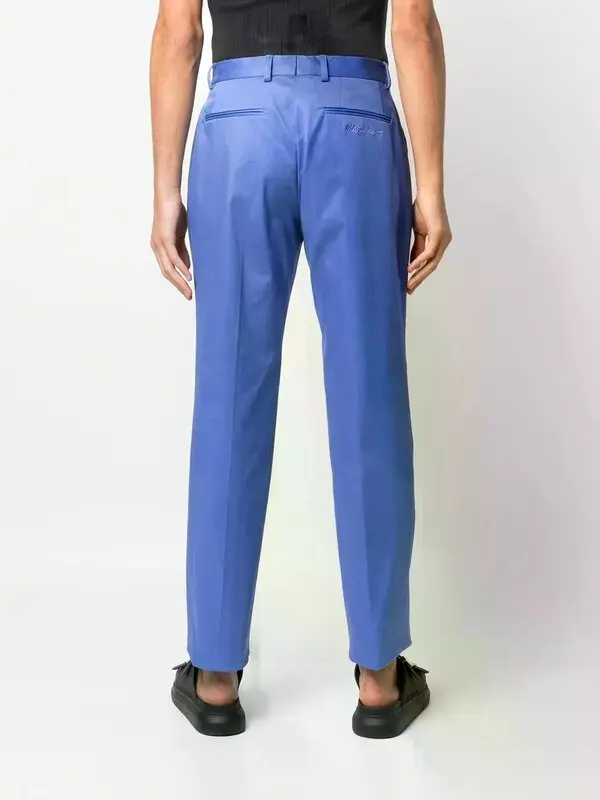 Moschino Embroidered Stretch Cotton Tailored Trousers