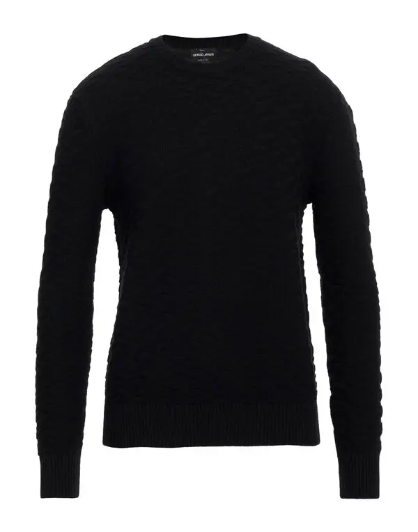 Giorgio Armani Virgin Wool & Polyester Crewneck Sweater - Black