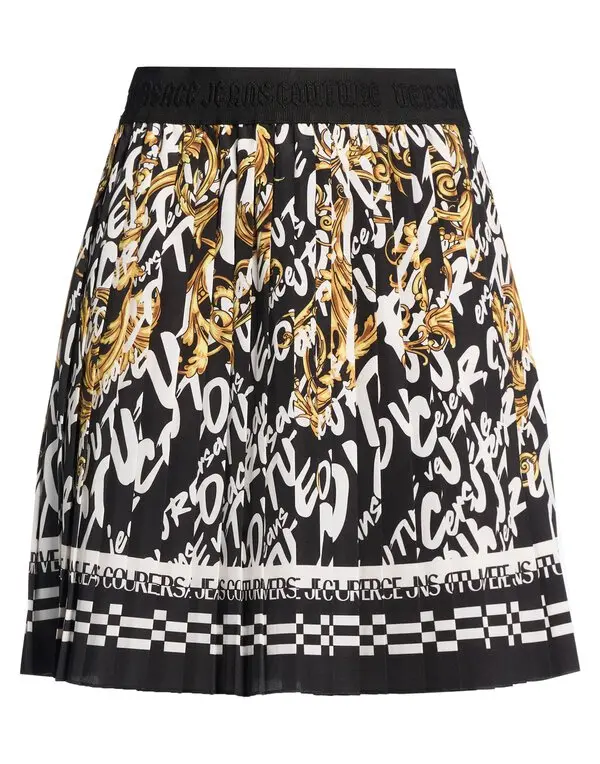 Versace Pleated Mini Skirt With Logo Print - White