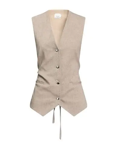 ALYSI Crème Tailored Vest In Khaki Viscose And Cotton
