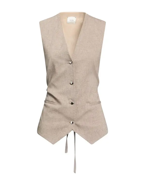 ALYSI Crème Tailored Vest In Khaki Viscose And Cotton
