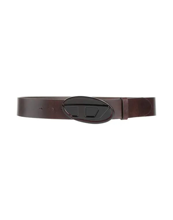 DIESEL® Dark Cow Leather Belt With Zamak Buckle - Brown