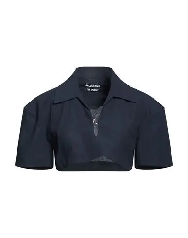 Jacquemus Cropped Hemp And Cotton Top - Navy