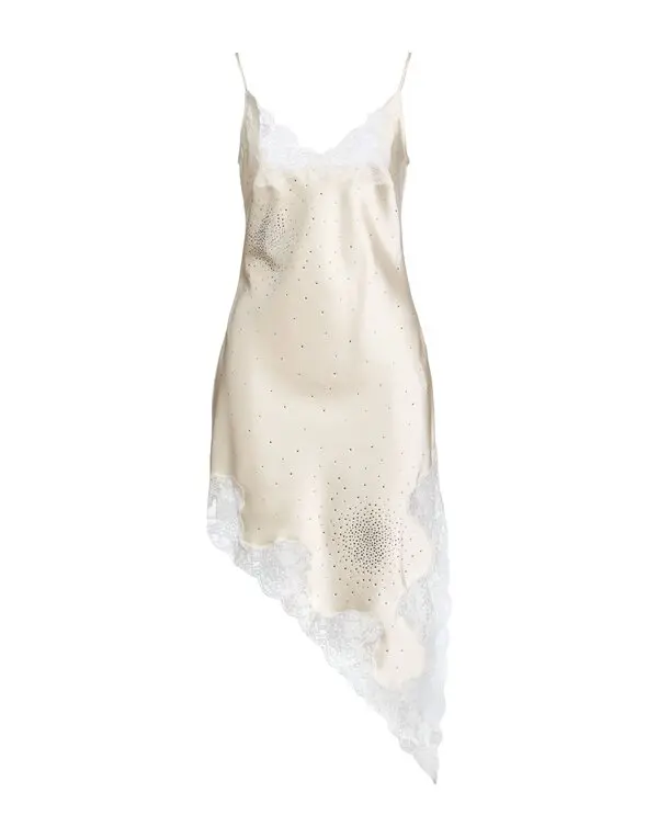 Giuseppe Di Morabito Midi Slip Dress With Lace And Crystals - Ivory