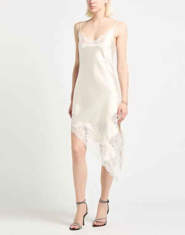 Giuseppe Di Morabito Midi Slip Dress With Lace And Crystals - Ivory