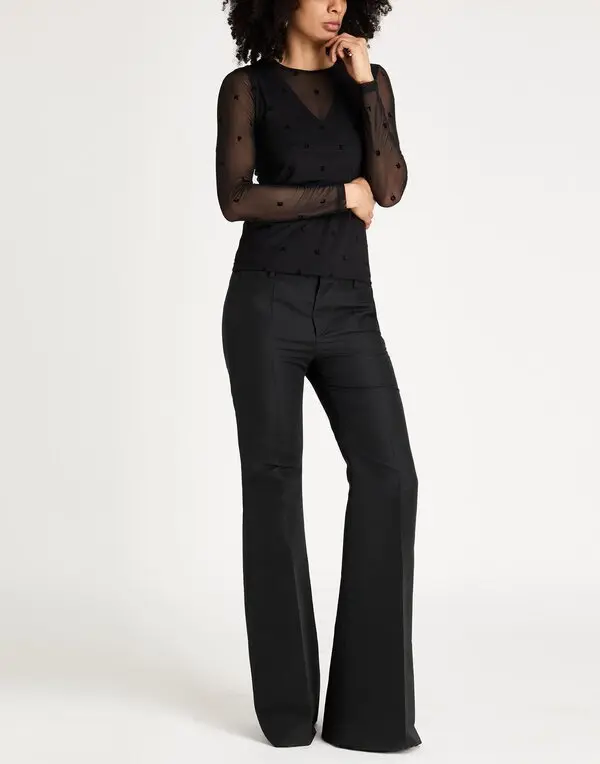 Karl Lagerfeld Mesh Crewneck Long Sleeve Top