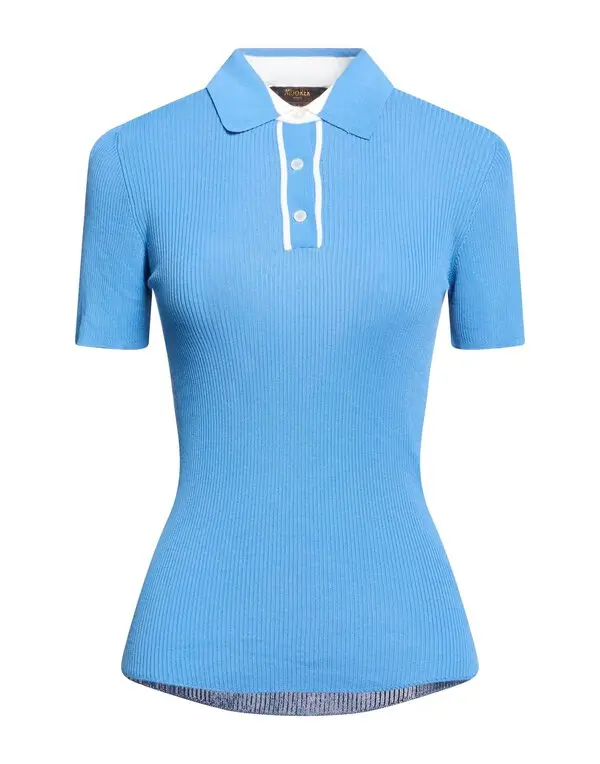 MOORER Viscose Cotton Ribbed Knit Polo Shirt