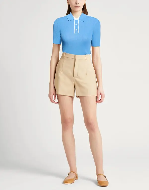 MOORER Viscose Cotton Ribbed Knit Polo Shirt
