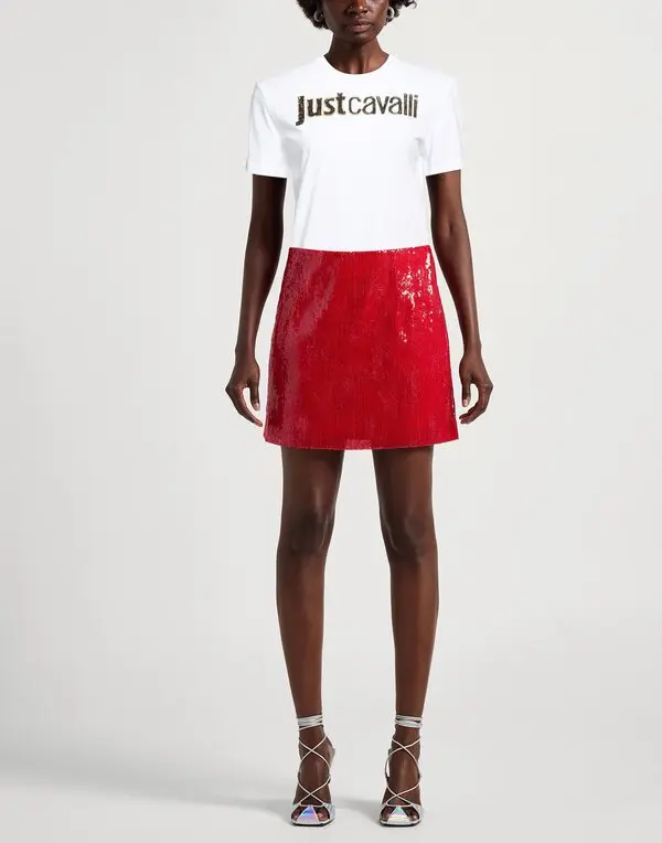 Just Cavalli Cotton Jersey Metallic Logo T-shirt - White