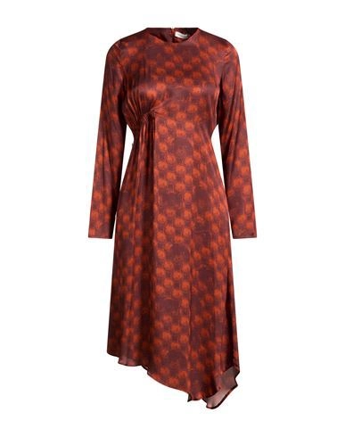MANILA GRACE Asymmetric Viscose Midi Dress - Red