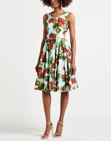 Dolce & Gabbana Cotton Poplin Floral Print Midi Dress