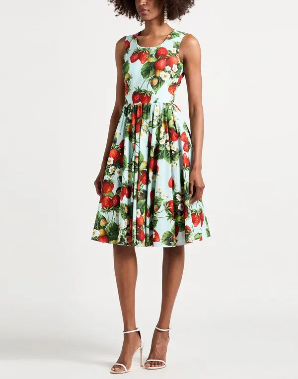 Dolce & Gabbana Cotton Poplin Floral Print Midi Dress