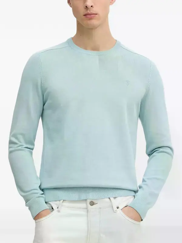 TRUSSARDI Logo Embroidered Crew Neck Sweater - Blue