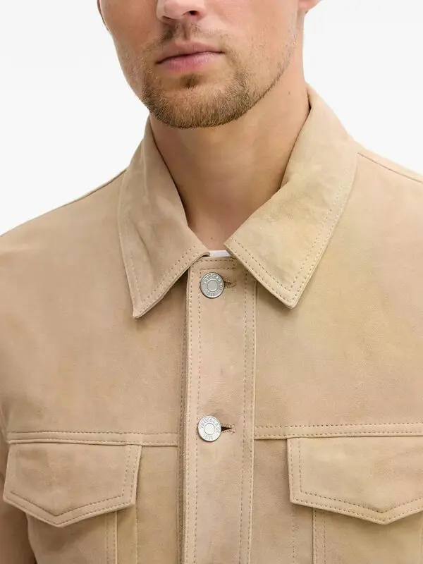 TRUSSARDI Suede-finish Button-up Jacket