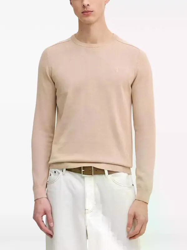 TRUSSARDI Logo Embroidered Crew Neck Sweater - Neutrals