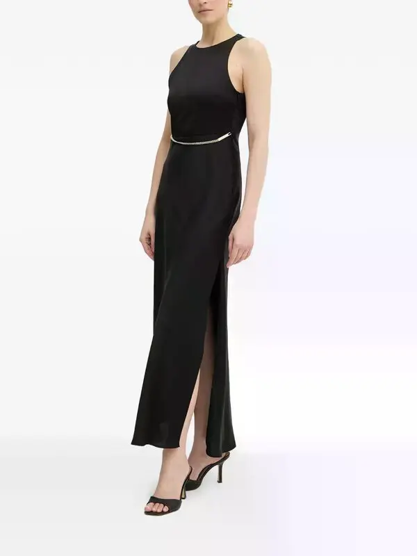 Armani Exchange Satin Maxi Dress With Chain-link Detail