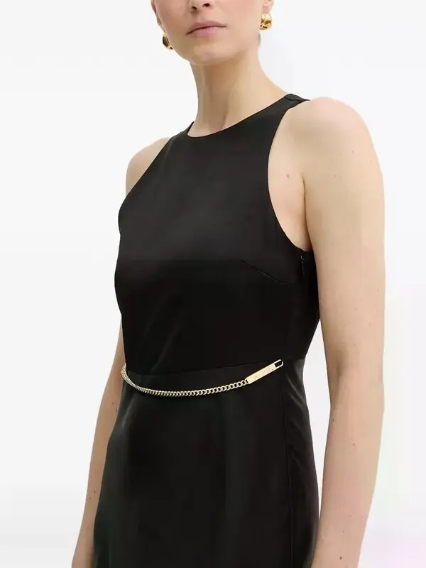 Armani Exchange Satin Maxi Dress With Chain-link Detail