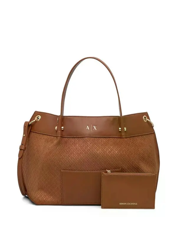 Armani Exchange Monogram Logo Detail Tote Bag - Brown