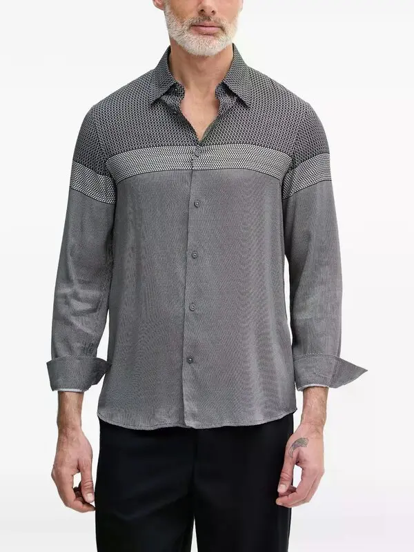 Armani Exchange Geometric-pattern Long-sleeve Shirt